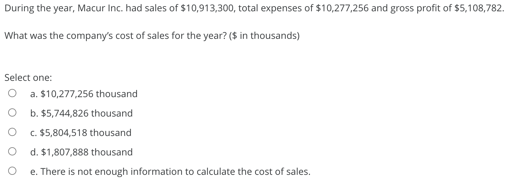 Solved During the year, Macur Inc. had sales of $10,913,300, | Chegg.com