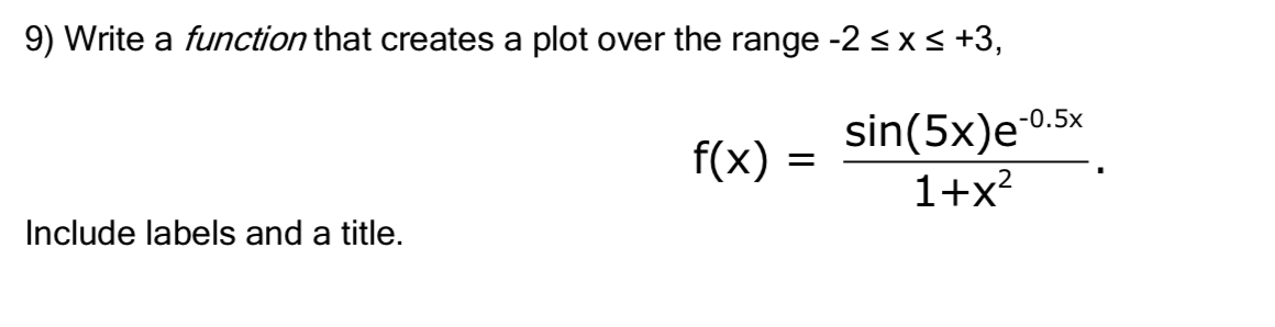 Solved 9 Write A Function That Creates A Plot Over The 