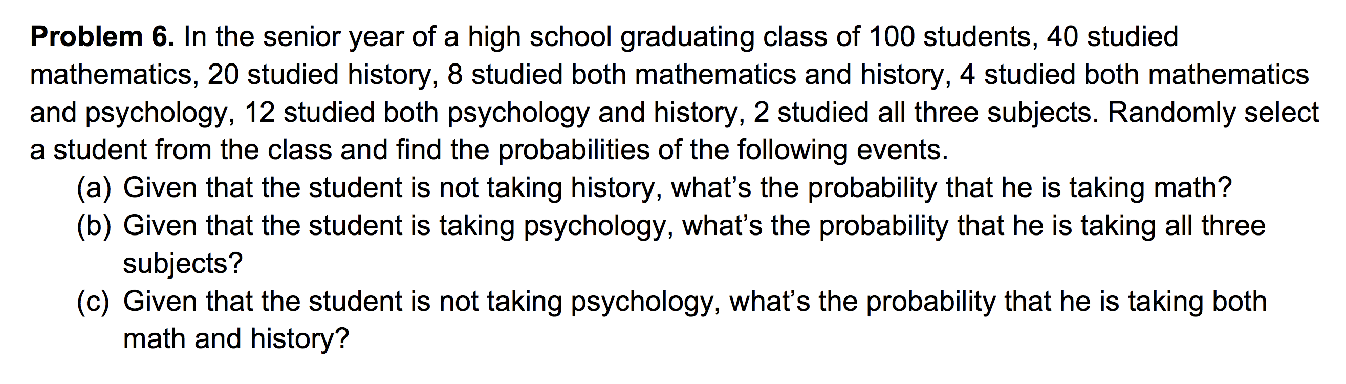 Solved Problem 6. In the senior year of a high school | Chegg.com