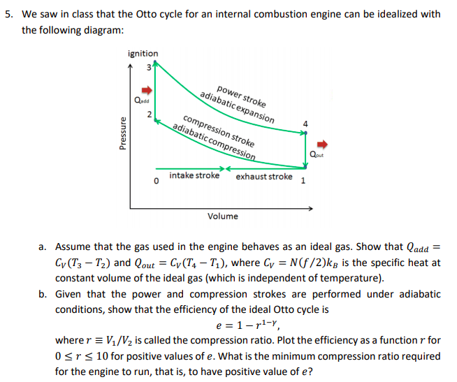 Solved We saw in class that the Otto cycle for an internal | Chegg.com