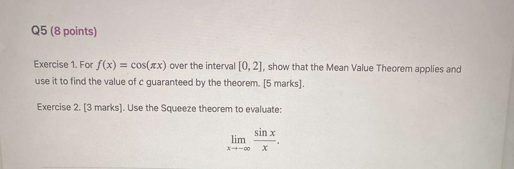 Solved Exercise 1. For f(x)=cos(πx) over the interval [0,2], | Chegg.com