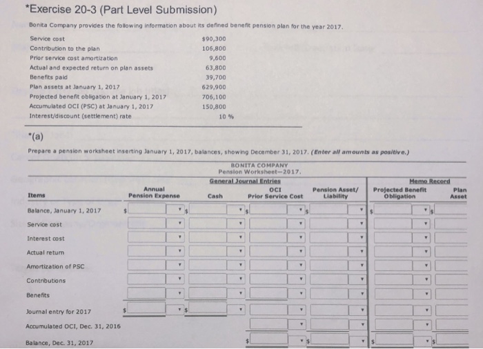 Solved Exercise 20-3 (Part Level Submission) Bonita Company | Chegg.com