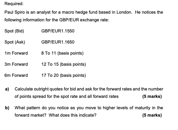 Solved Required: Paul Spiro is an analyst for a macro hedge | Chegg.com
