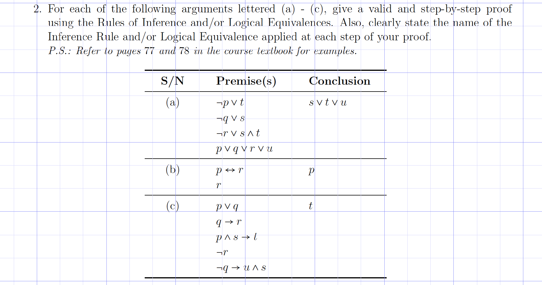 Solved For each of the following arguments lettered (a) - | Chegg.com
