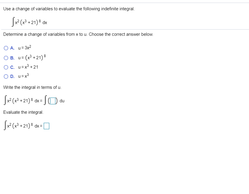 Solved Use a change of variables to evaluate the following | Chegg.com