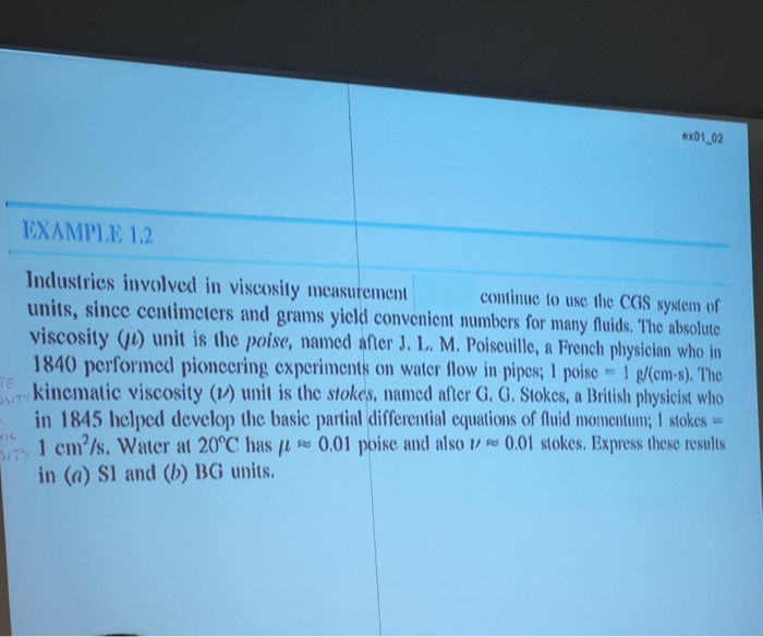 Solved ex01,02 EXAMPLE 1.2 Industries involved in viscosity | Chegg.com