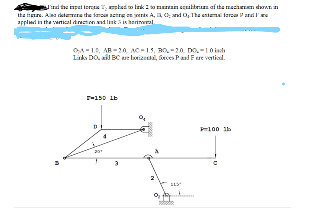 Solved Find the input torque T, applied to link 2 to | Chegg.com