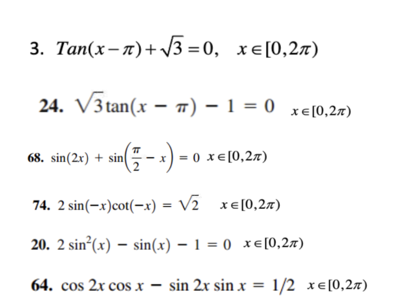 Solved solve equations on the interval [0,2pi) | Chegg.com