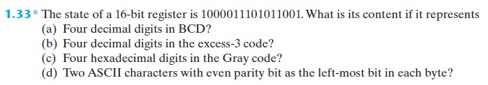 Solved 1.33∗ The state of a 16-bit register is | Chegg.com
