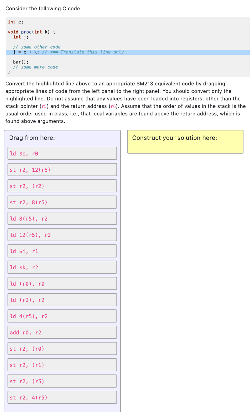 Solved Consider The Following C Code Int B Int Barint 