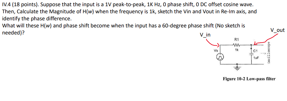 Solved IV.4 (18 points). Suppose that the input is a 1 V | Chegg.com