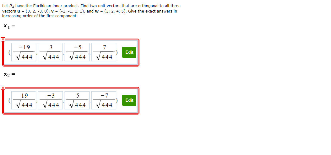 Solved Let R4 have the Euclidean inner product. Find two | Chegg.com