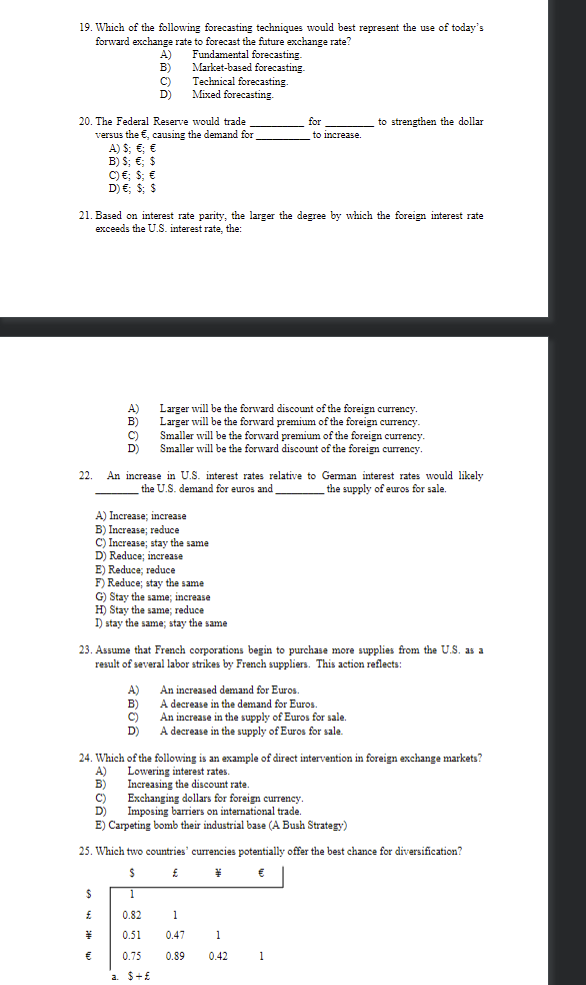 Solved Which of the following forecasting techniques would | Chegg.com