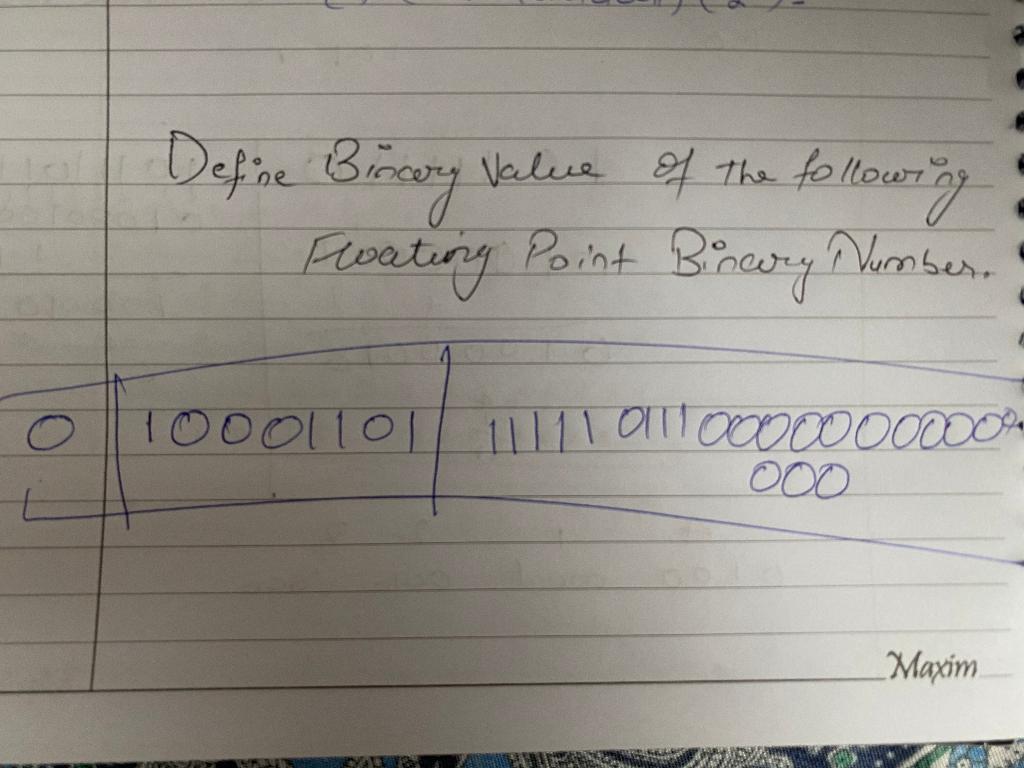 Solved Define Birory value of the following Floating Point | Chegg.com