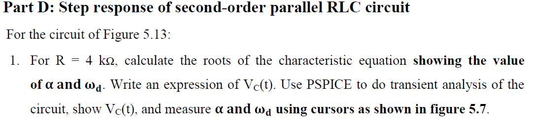 Solved Part D: Step response of second-order parallel RLC | Chegg.com