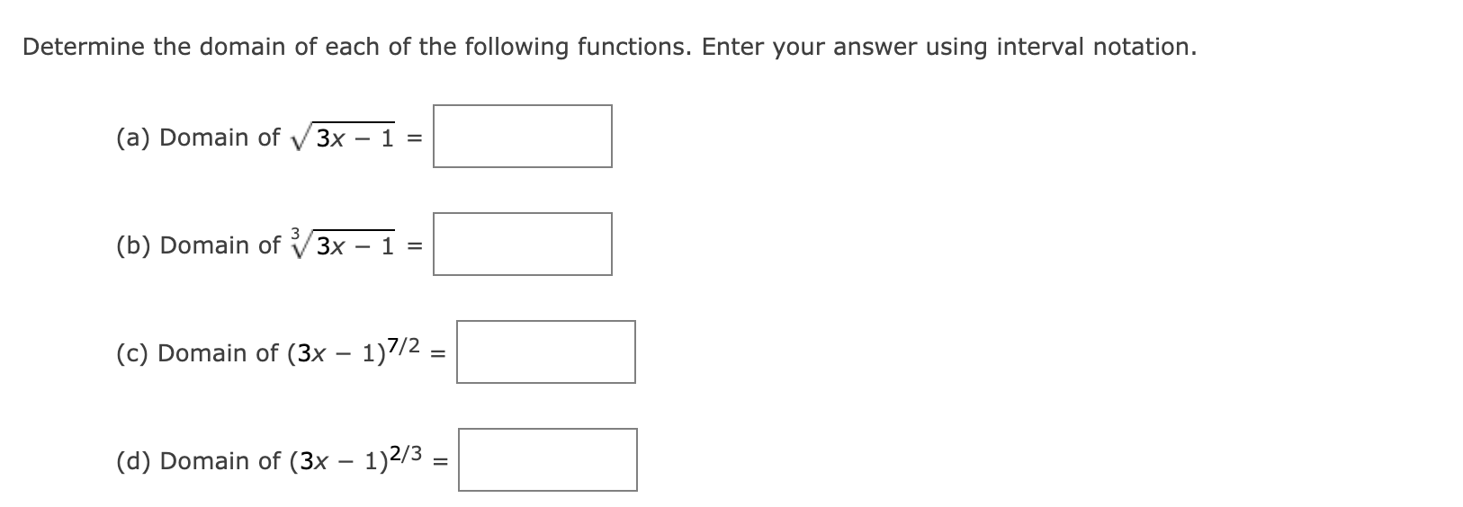 Solved Determine the domain of each of the following | Chegg.com