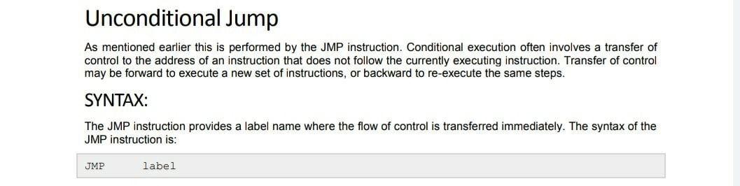 Unconditional Jump As mentioned earlier this is | Chegg.com