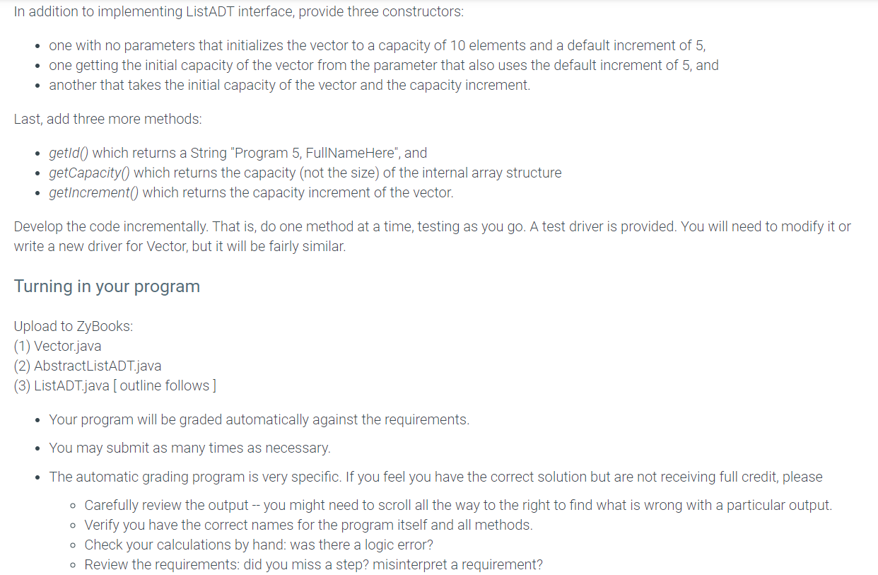 Solved Java zybooks project, please make the classes that | Chegg.com