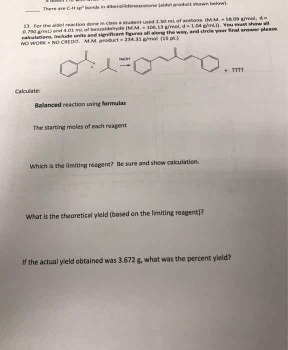 Solved There are C-H sp bonds in dibenzilideneacetone (aldol | Chegg.com