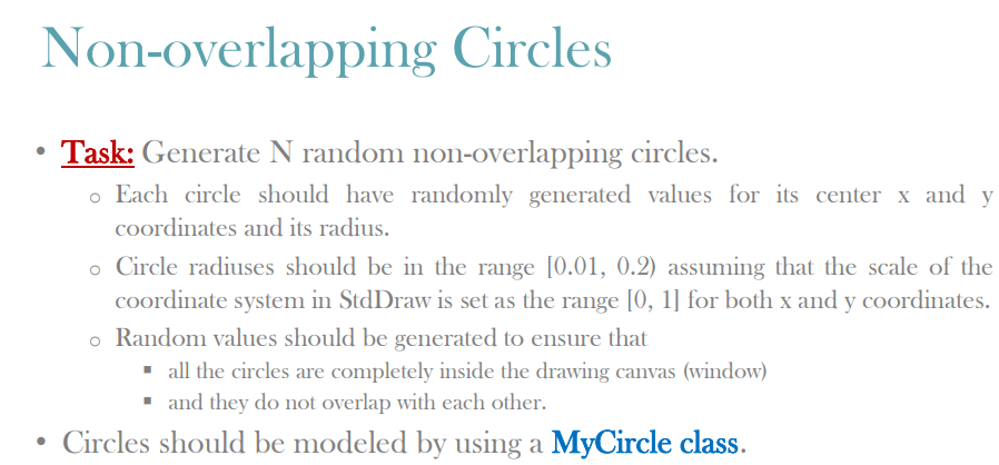 Non Overlapping Circles Task Generate N Random 8604