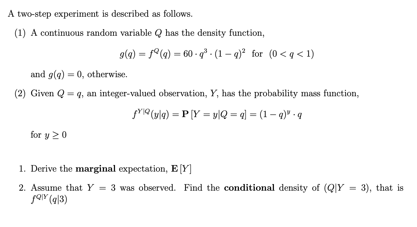 Solved A two-step experiment is described as follows. (1) A | Chegg.com