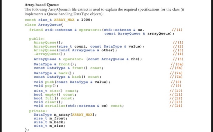 Solved I Need Create A Queue Class Both An Array Based And
