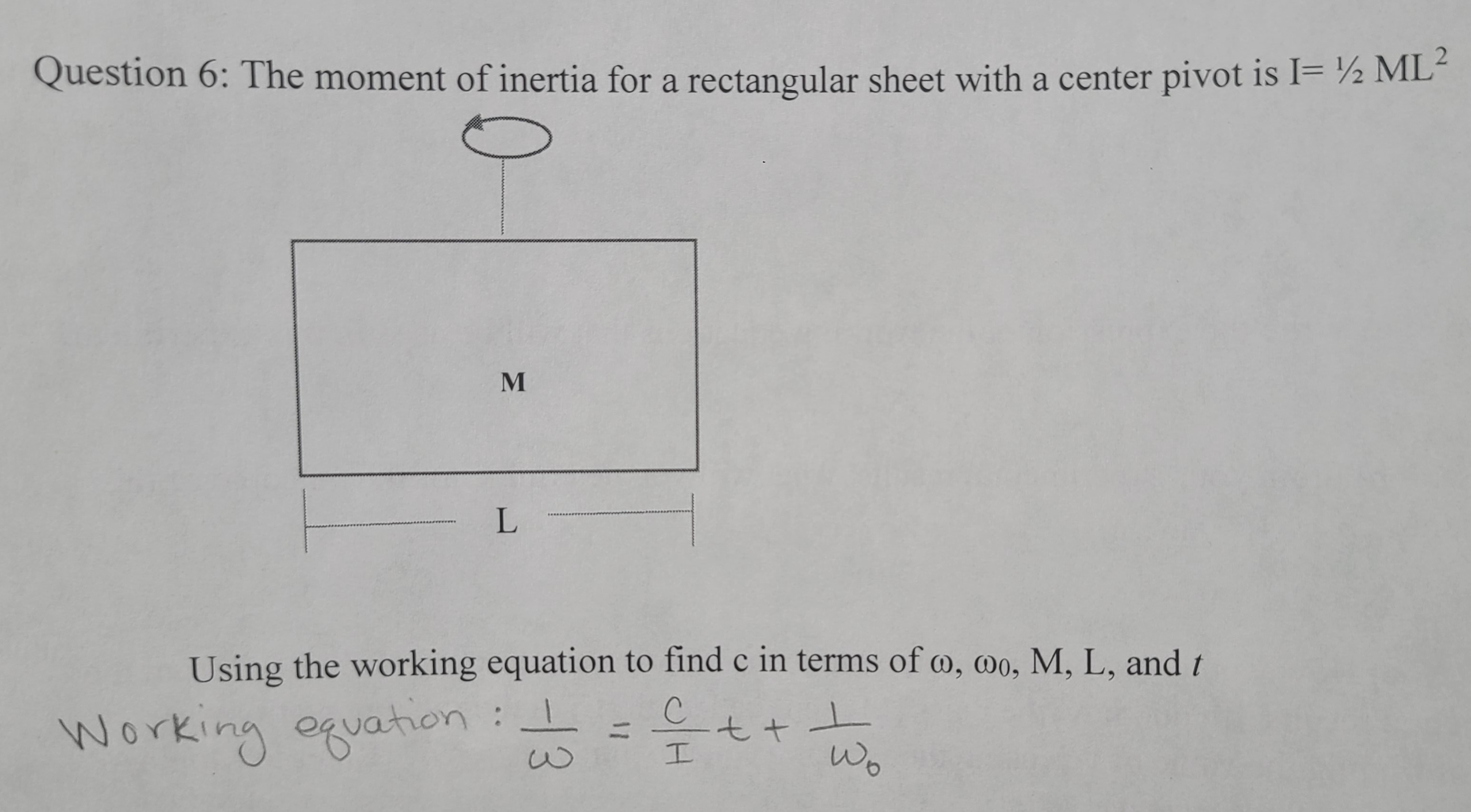 Solved Question 6: The moment of inertia for a rectangular | Chegg.com