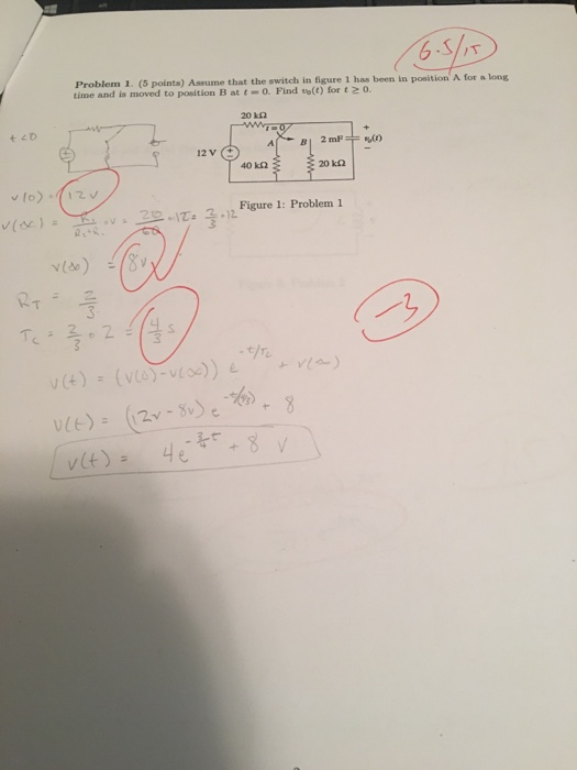Solved Problem 1. (5 points) Assume that the switch in | Chegg.com