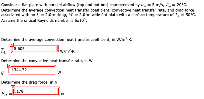Solved Consider a flat plate with parallel airflow (top and | Chegg.com