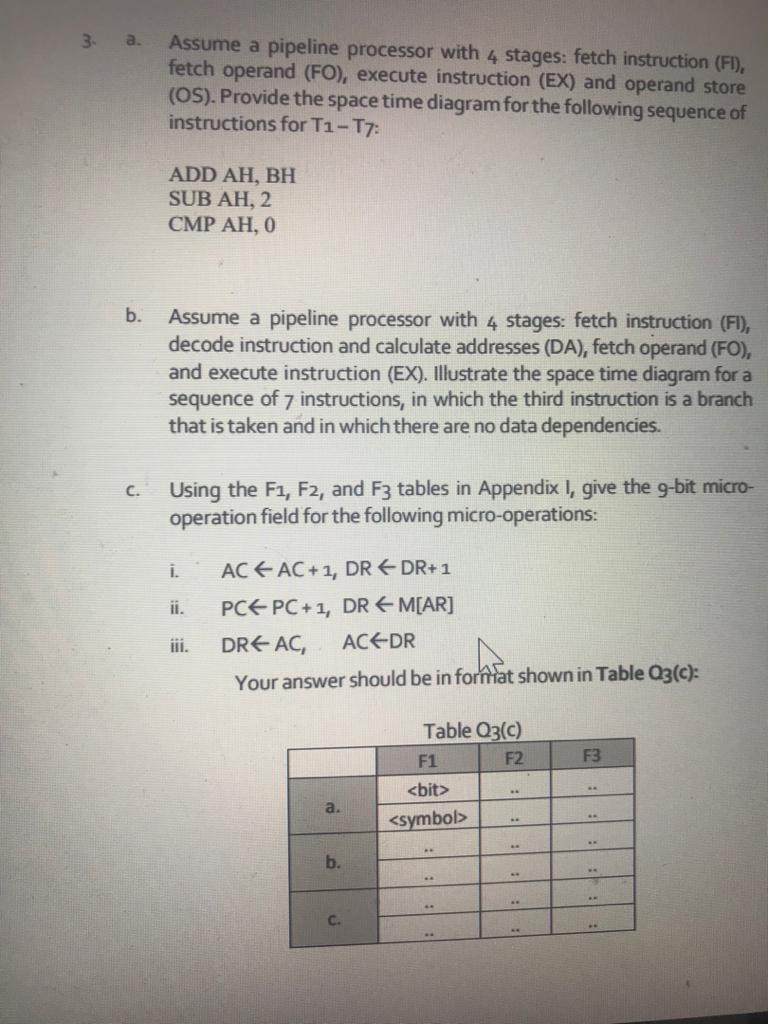 3. a. Assume a pipeline processor with 4 stages: | Chegg.com