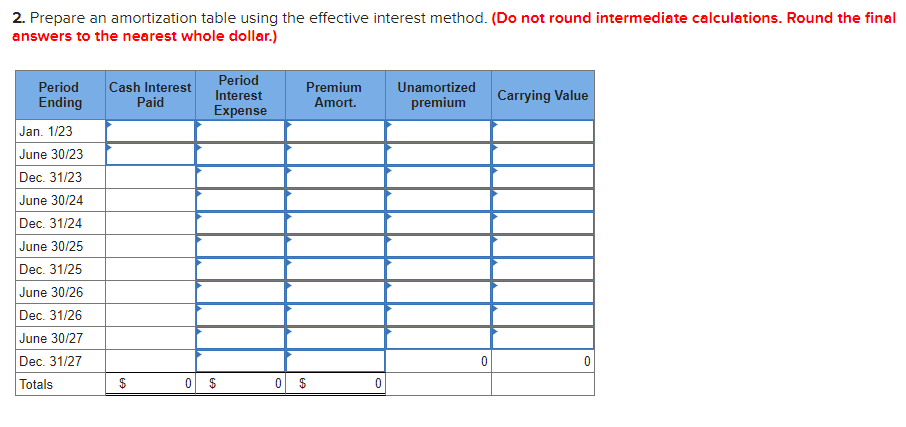 Solved 2. Prepare an amortization table using the effective | Chegg.com
