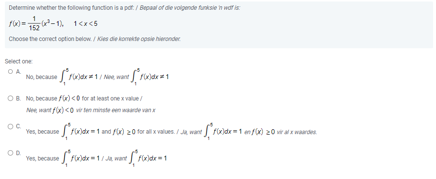 Solved Determine whether the following function is a pdf: / | Chegg.com