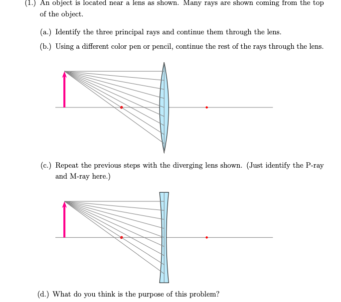 Solved (1.) An object is located near a lens as shown. Many | Chegg.com