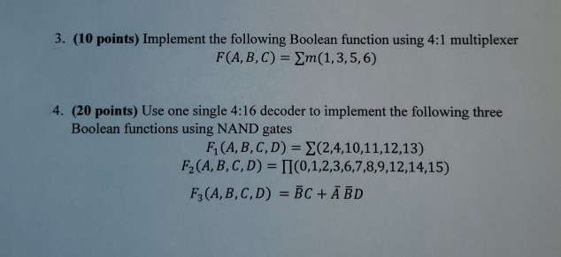 Solved 3. (10 points) Implement the following Boolean | Chegg.com