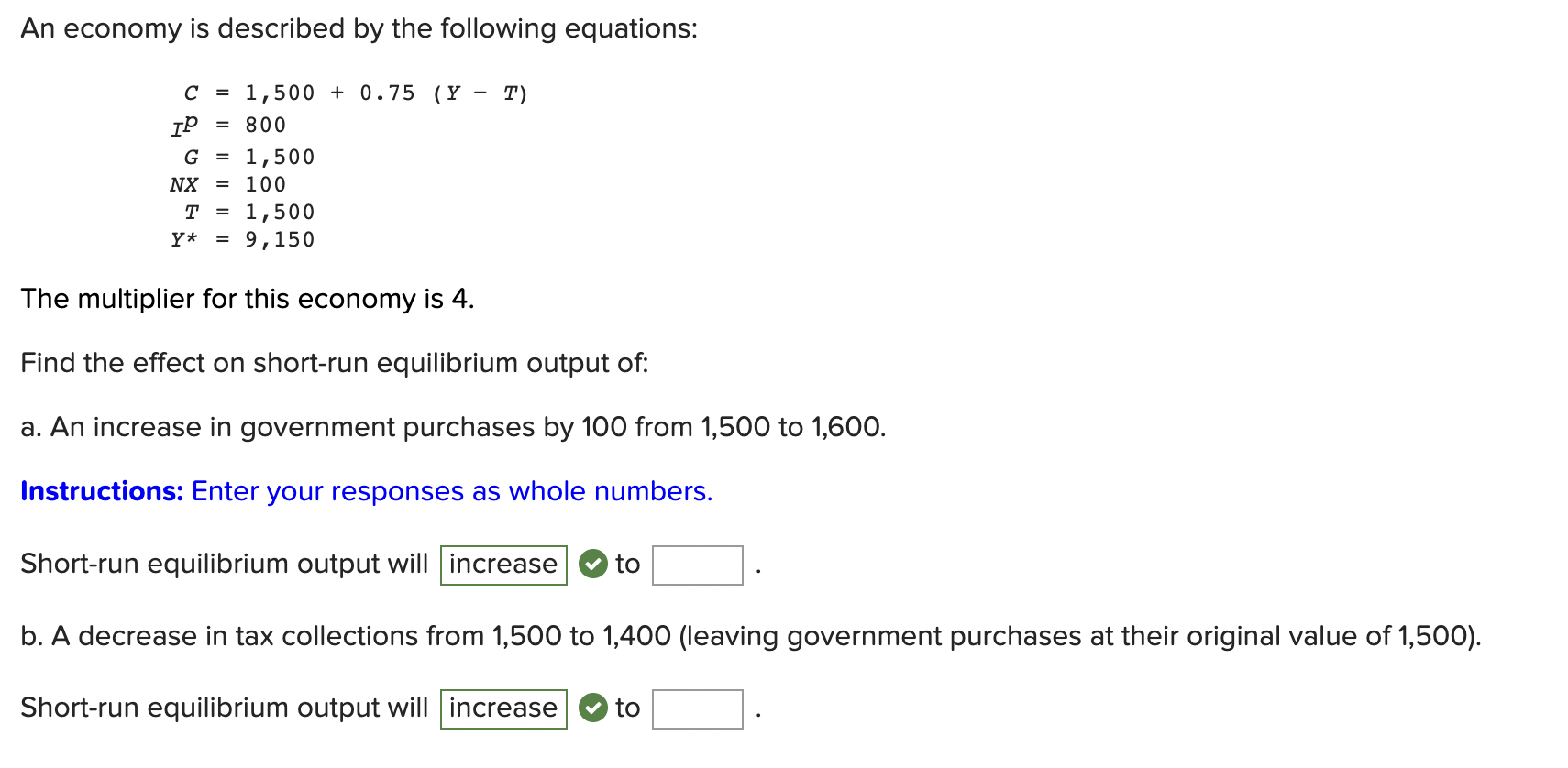 Solved An economy is described by the following equations: | Chegg.com
