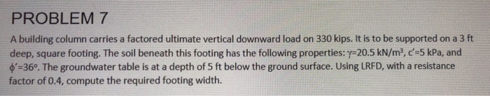 Solved PROBLEM 7 A building column carries a factored | Chegg.com