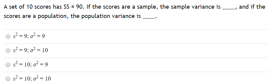 Solved A set of 10 scores has SS = 90. If the scores are a | Chegg.com