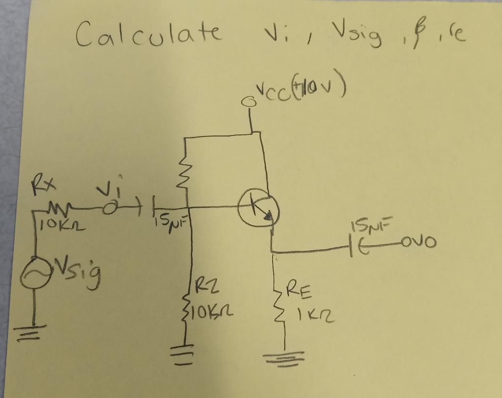 Calculate vi,vsig ,β ire | Chegg.com