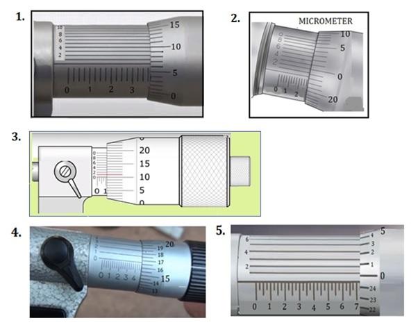 Solved 1. 2. 15 MICROMETER 10 5 10 2 3 20 3. 20 15 10 5 01 | Chegg.com