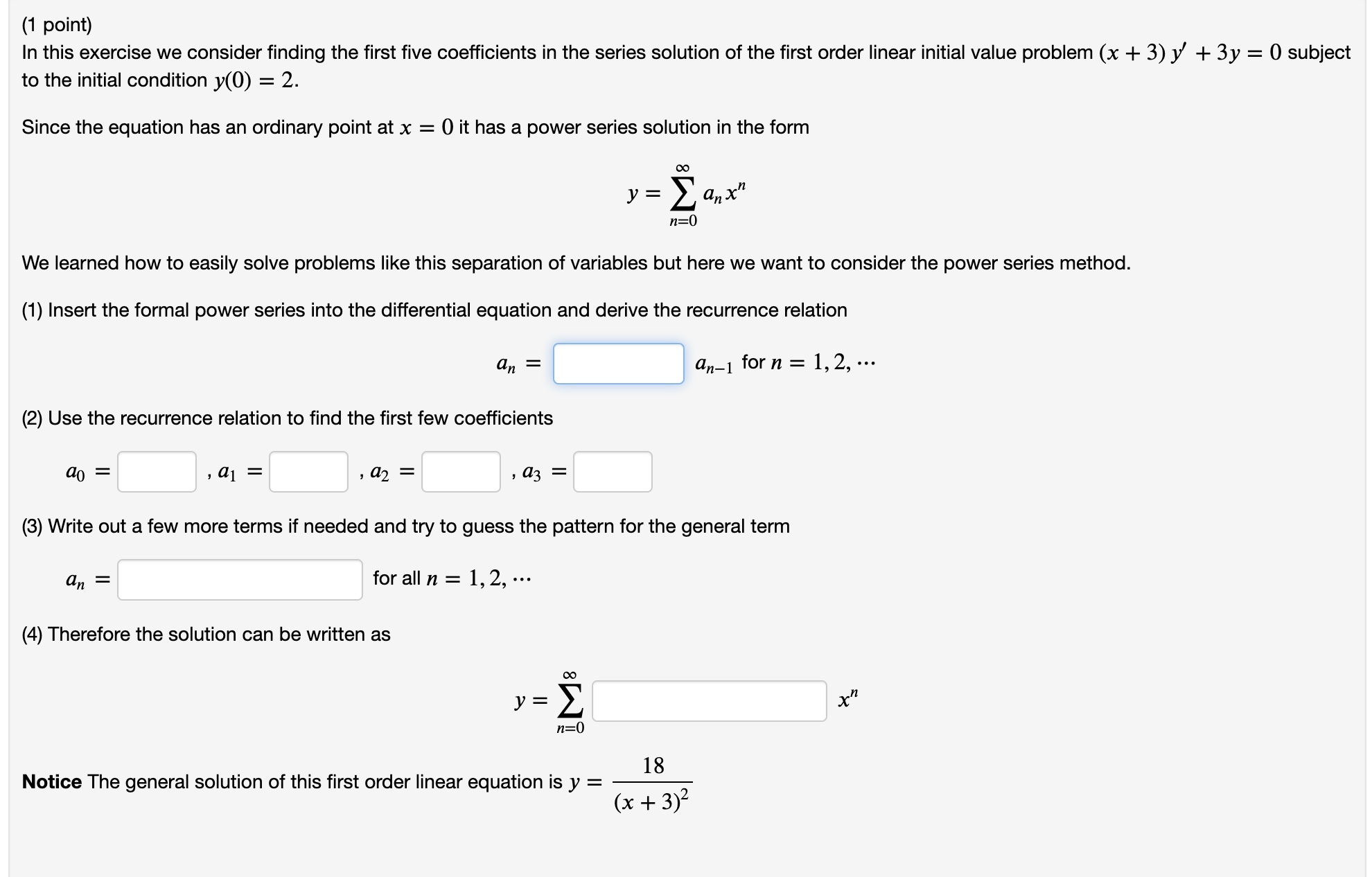 Solved (1 point) In this exercise we consider finding the | Chegg.com