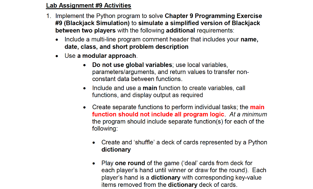 Solved Blackjack Simulation (PYTHON // DO NOT CREATE A CLASS | Chegg.com