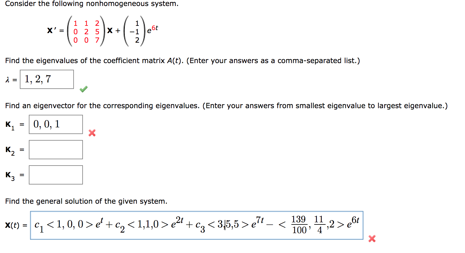 Solved Consider the following nonhomogeneous system. X' = 1 | Chegg.com