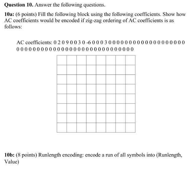 Question 10. Answer the following questions. 10a: (6 | Chegg.com
