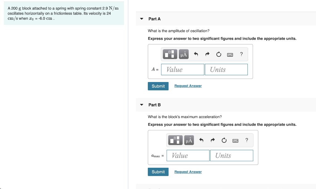 Solved A 200 g block attached to a spring with spring | Chegg.com
