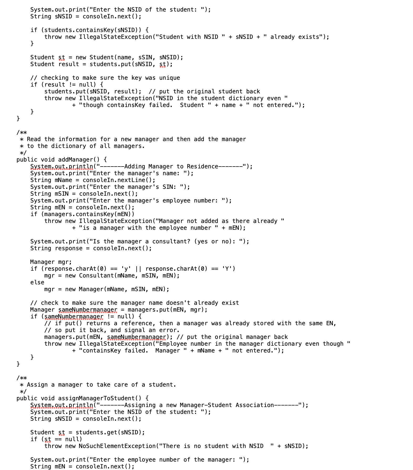 Solved Task Recall the ResidenceSystem class from Assignment | Chegg.com