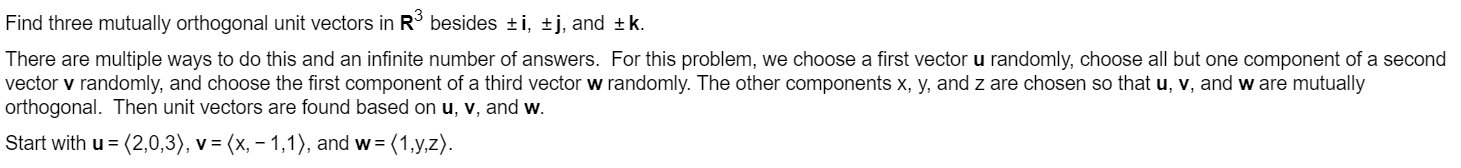 Solved Find three mutually orthogonal unit vectors in | Chegg.com