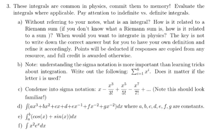 Solved 3. These integrals are common in physics, commit them | Chegg.com