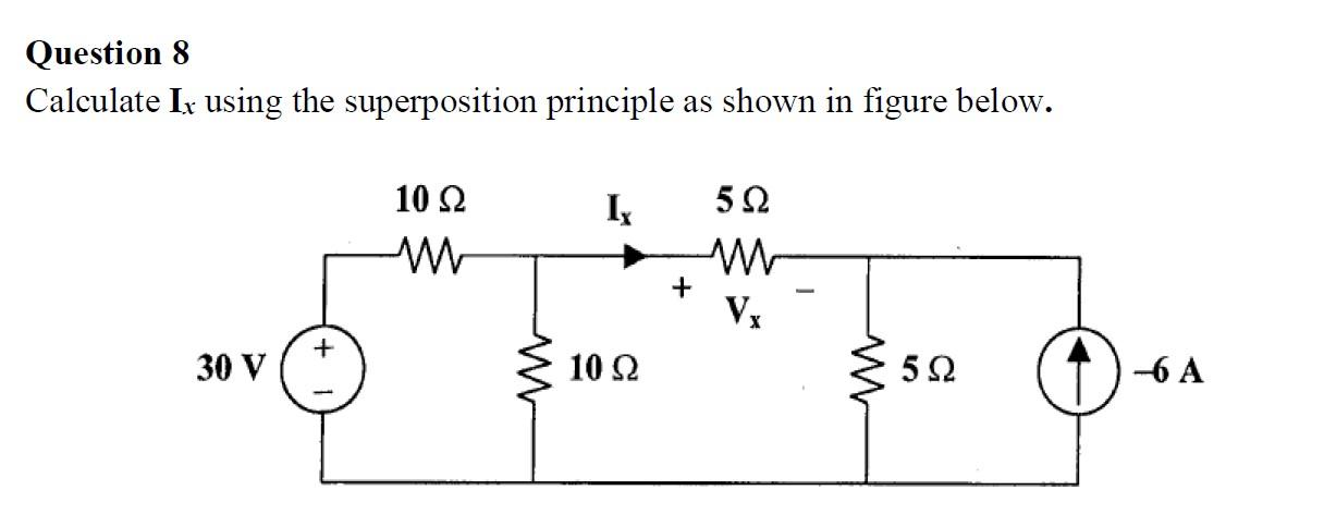 Solved Question 8 Calculate Ix using the superposition | Chegg.com