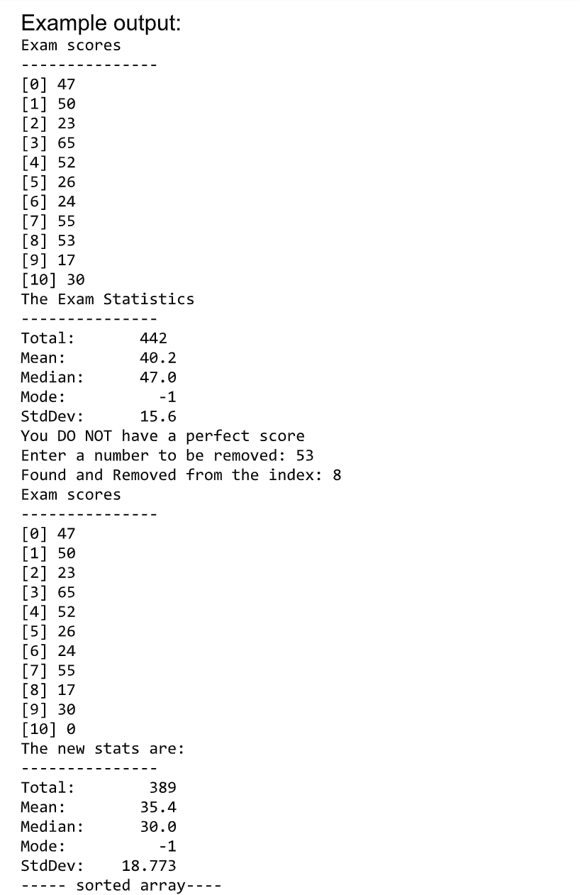 CSC205AB Module 2 Project 1: StatsArray.java 1. | Chegg.com