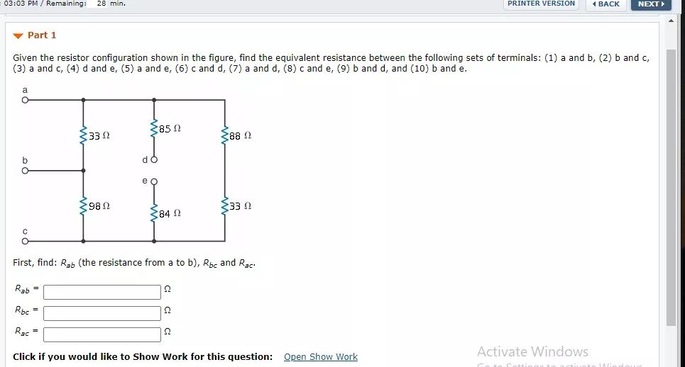Solved 03:03 PM / Remaining: 28 min. PRINTER VERSION A BACK | Chegg.com